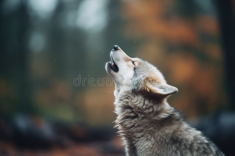 Dynamic Shot of a Wolf Beginning Its Howl, Ears Back Stock Illustration ...