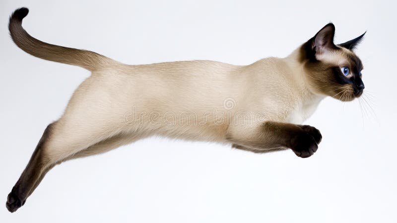 Dynamic Siamese Cat Leaping through the Air, Stunning Display of Feline ...