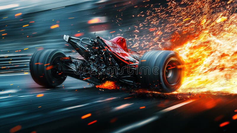 A Dynamic Side View of Formula 1 Car Experiencing Dramatic Accident ...