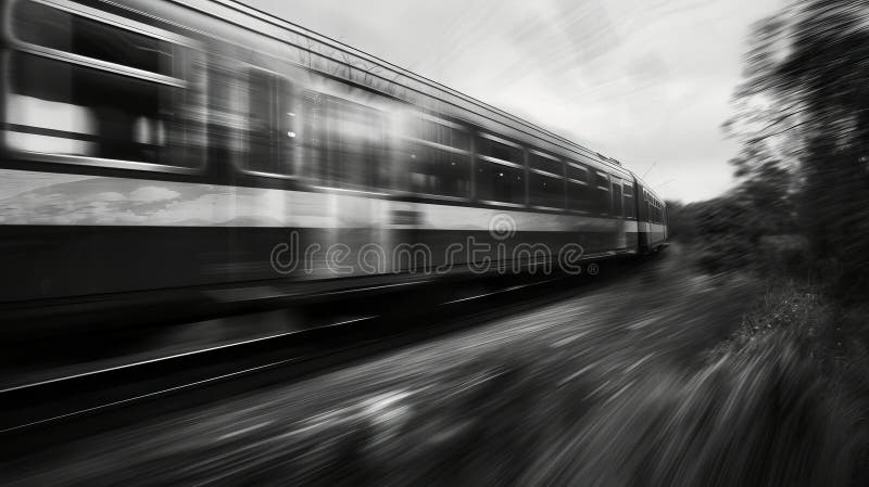 Dynamic Side View of a High Speed Train with Blurred Landscape Creating ...