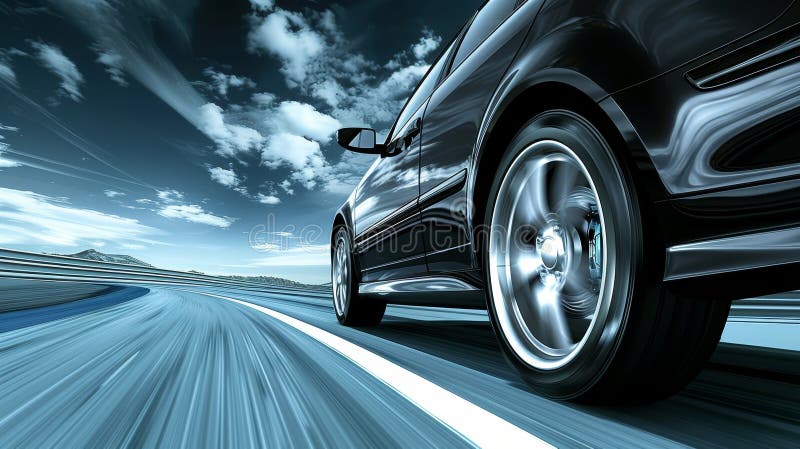 Dynamic Side View of a Speeding Car on a Race Track, Showcasing Speed ...