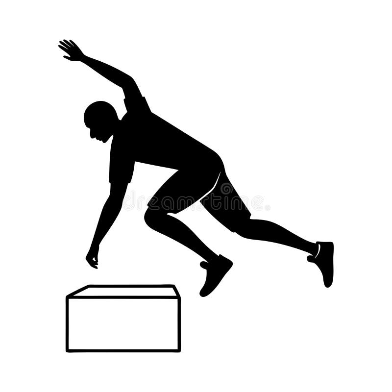 A Dynamic Silhouette of a Person Mid-box Jump. Stock Vector ...