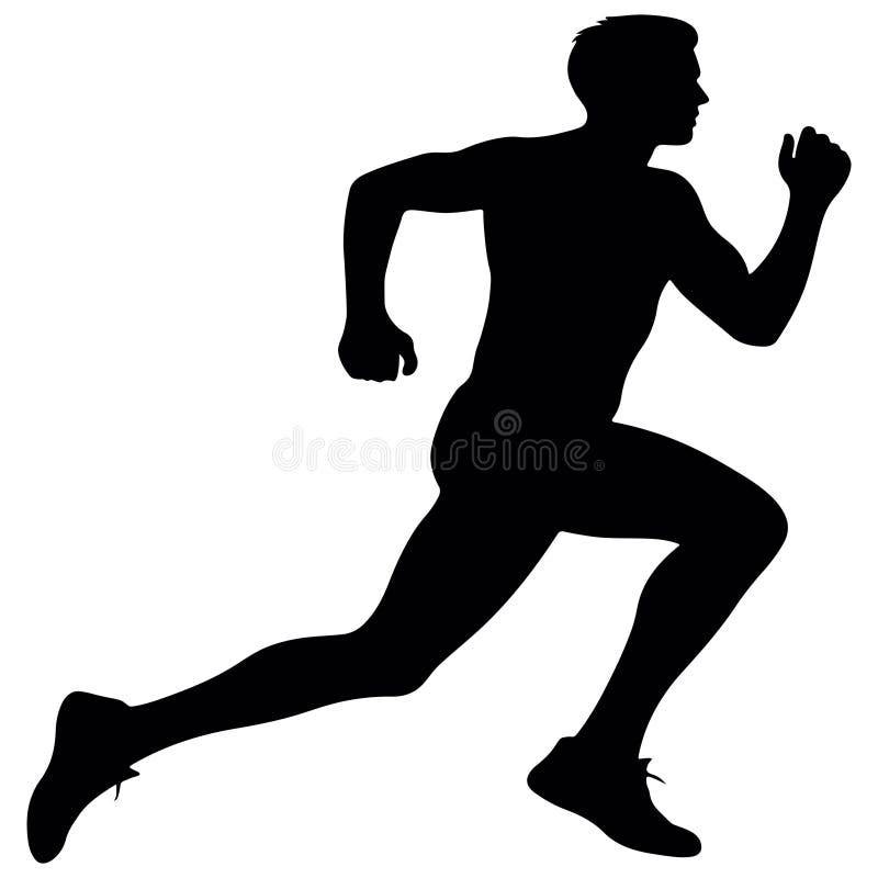 Running Man Silhouette Vector Art Illustration on a White Background ...