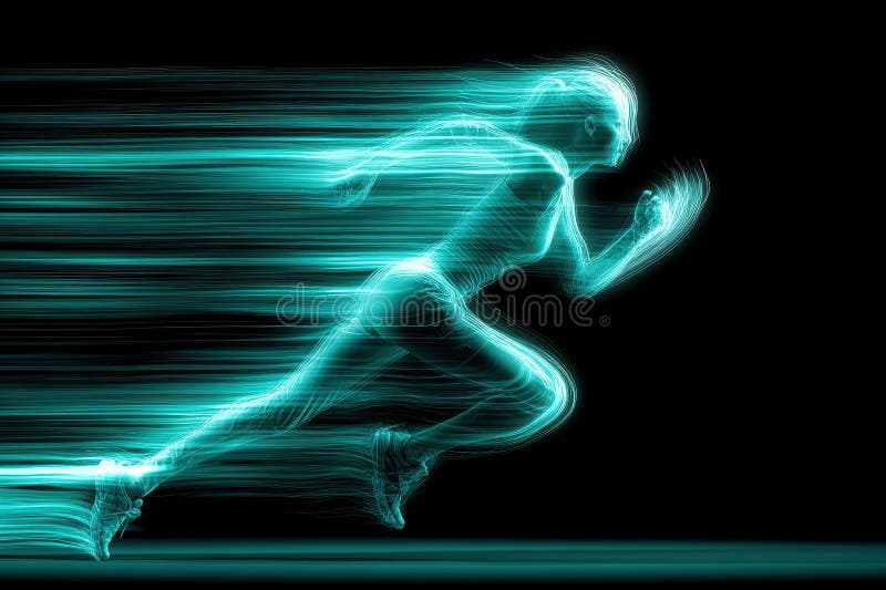 Dynamic Silhouette of a Runner Captured in Mid Stride with Motion Blur ...
