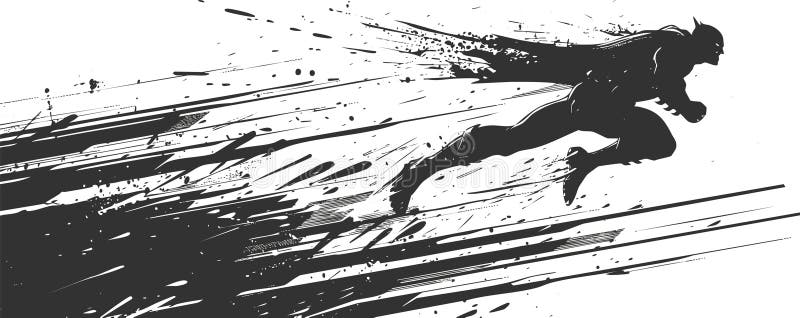 Dynamic Silhouette of a Running Figure with Ink Splatter Effect. Stock ...