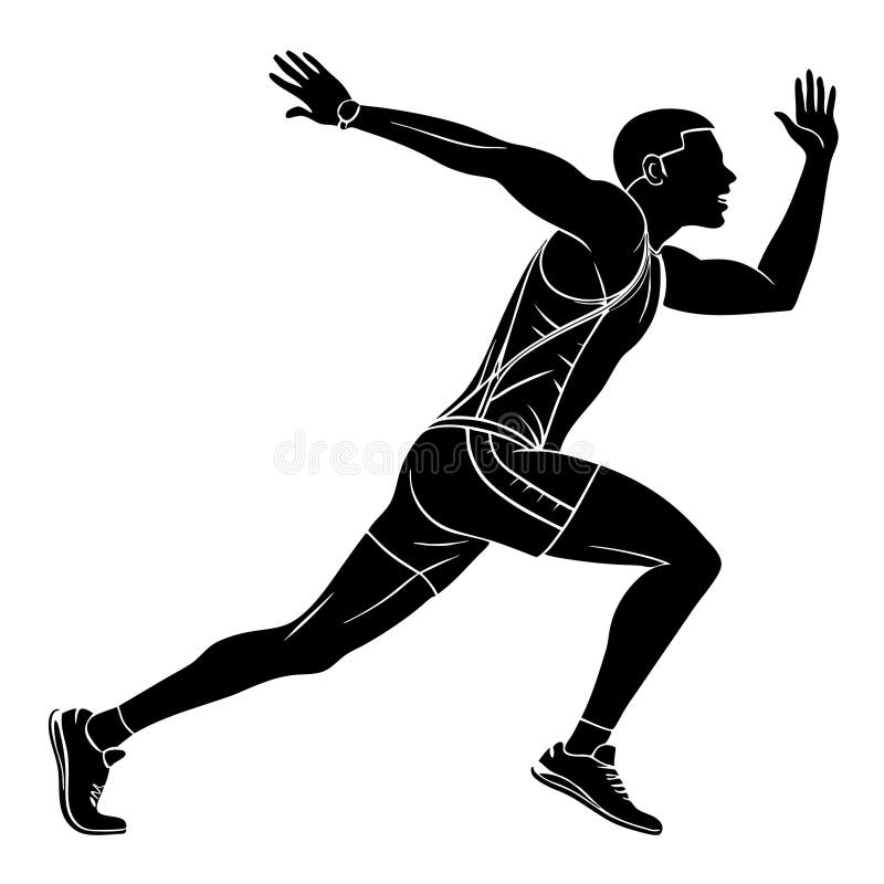 Dynamic Sprinter in Motion Silhouette for Fitness and Sports Design ...