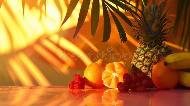Dynamic Silhouette of Dynamic Summer Fruits Against a Dynamic ...
