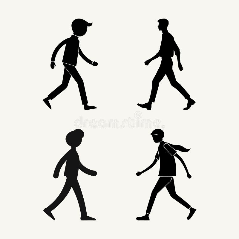 Dynamic Silhouettes People in Motion Vector Set Stock Vector ...