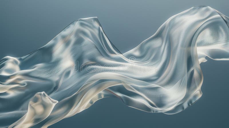 Dynamic Silver Silk Fabric Mid-motion, Luxurious Textile Fluidity ...