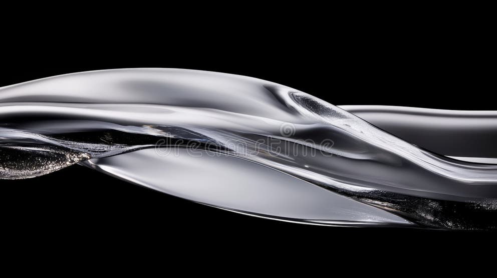 Dynamic Silver Wave Flowing on a Black Background, an Abstract and ...