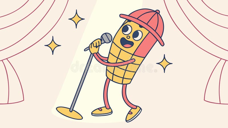 Dynamic Singer with Microphone, Stage Performance Vector Design ...