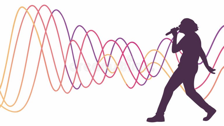 Dynamic Singer with Microphone, Vocal Performance Art, Vector Design ...
