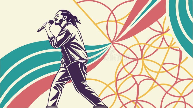 Pop Singer Performing on Stage, Woman. Black and White Cartoon. Stock ...