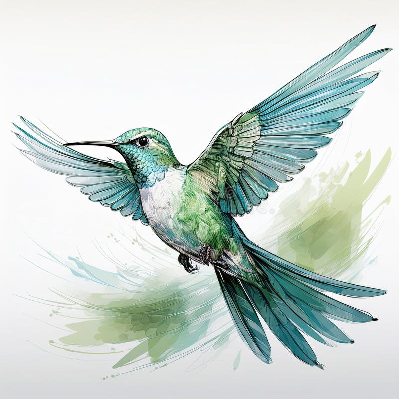 Dynamic Sketch of Hummingbird in Motion Stock Illustration ...
