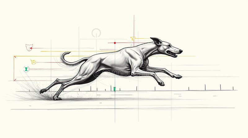 Dynamic Sketch of Racing Dog Highlighting Speed and Power Stock ...