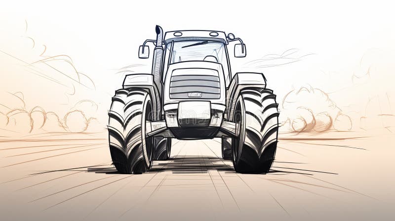 Minimalistic Farm Tractor Illustration with Strong Facial Expression ...