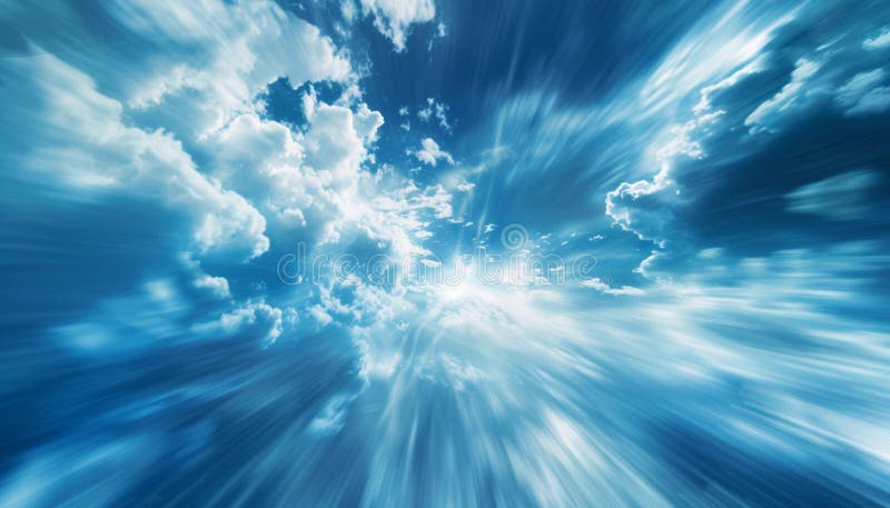 Dynamic Sky with Bright Rays and Fluffy Clouds Creating a Serene ...