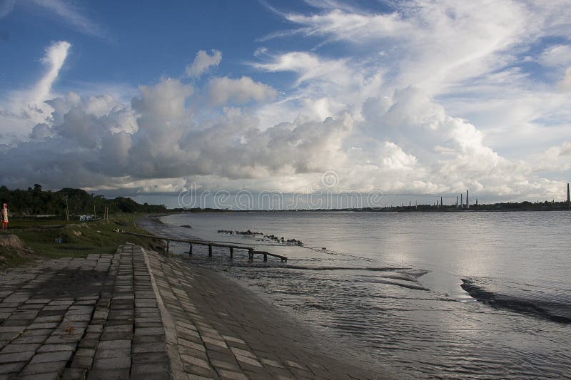 Dynamic Sky Sunset and Boatside, River Stock Photo - Image of sunset ...
