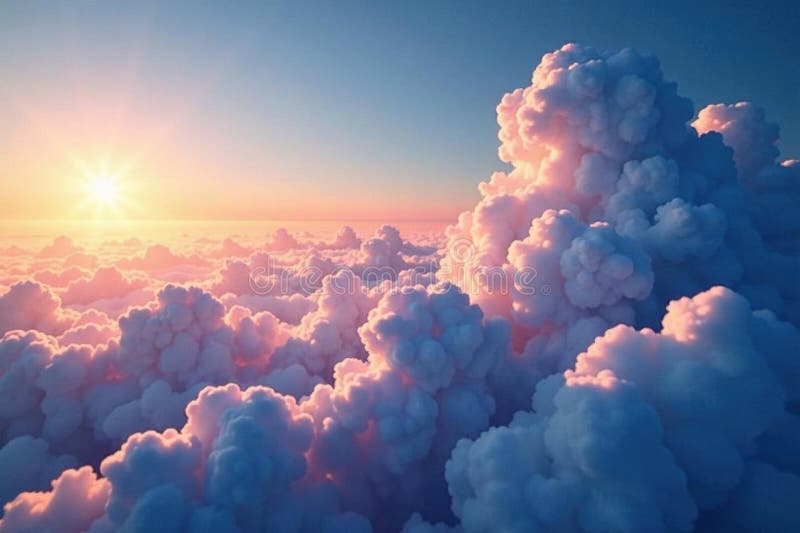 Dynamic Sky, Tilted Clouds, Atmospheric Depth, Overhead, Serene, Horizon Stock Illustration ...