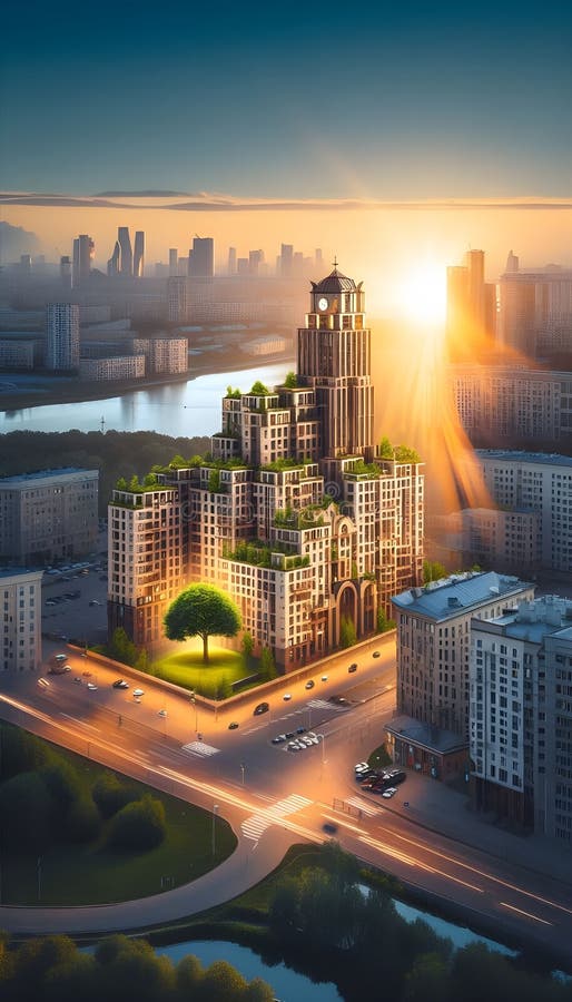 Dynamic Skyline of a Modern City Featuring Sleek Skyscrapers Stock ...