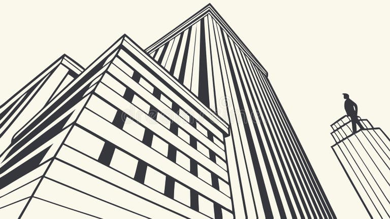 Dynamic Skyscraper from a Low Angle, Urban Architecture, Vector Design ...