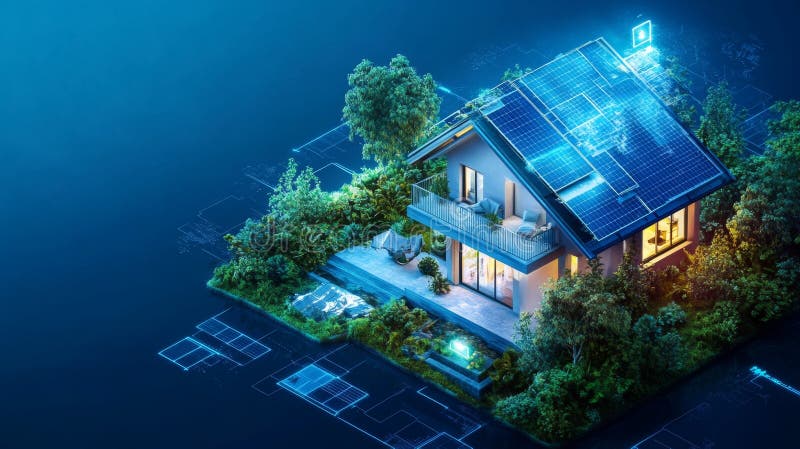 Dynamic Smart Home with Nanotechnology and Solar Energy Solutions Stock ...