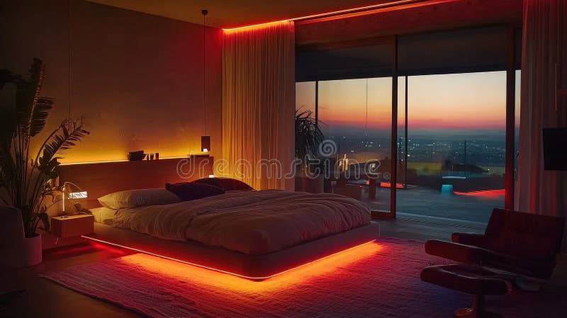 Dynamic Smart Lighting Bedroom Modern Home Interior Design Urban ...