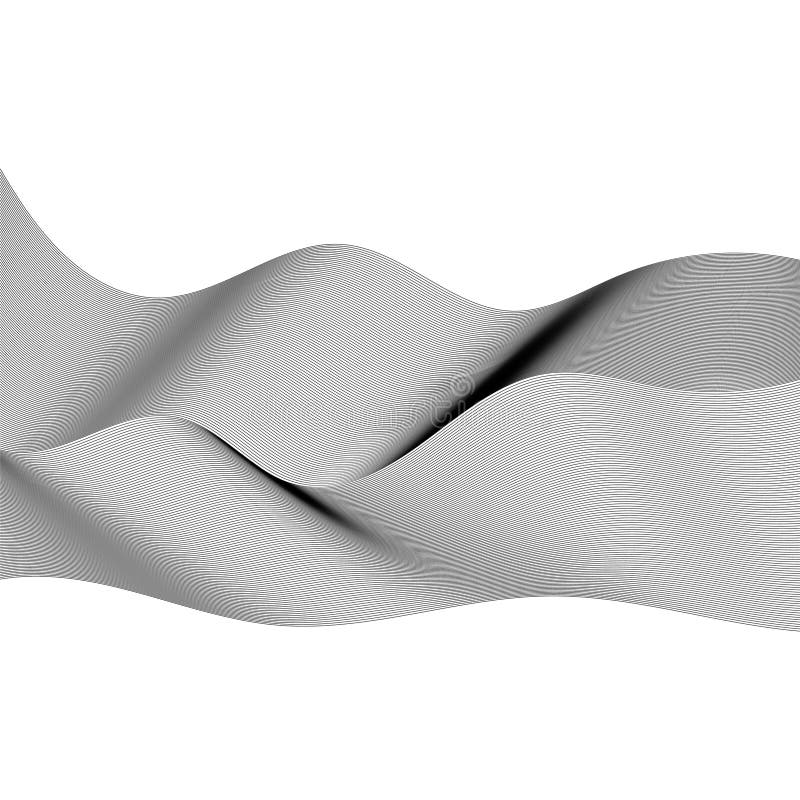 Dynamic Smooth Flowing Black Wavy Lines, Sound Wave Stock Illustration ...