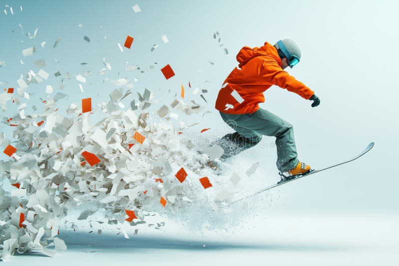Dynamic Snowboarding Action in Creative Scene Stock Illustration ...