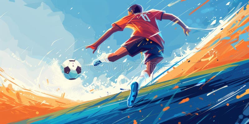 Dynamic Soccer Action: Player in Mid-kick. Created by Generative ...