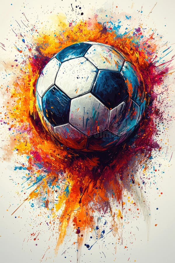 Dynamic Soccer Ball with Explosive Colorful Paint Splashes Stock Photo ...