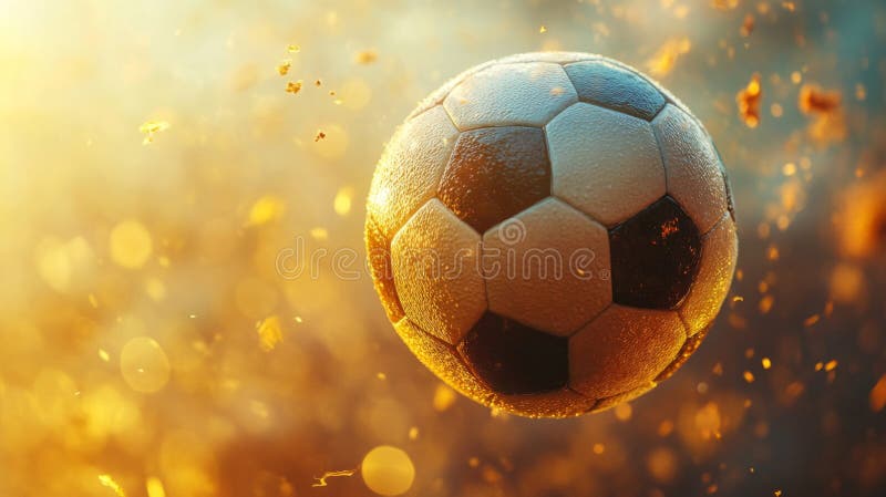 Dynamic Soccer Ball in Golden Light Stock Illustration - Illustration ...