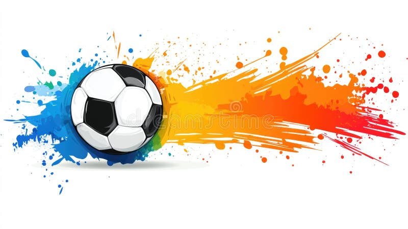 Dynamic Soccer Ball with Vibrant Paint Splash Background in Motion ...