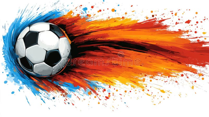 Dynamic Soccer Ball with Vibrant Paint Splash in Motion Stock ...