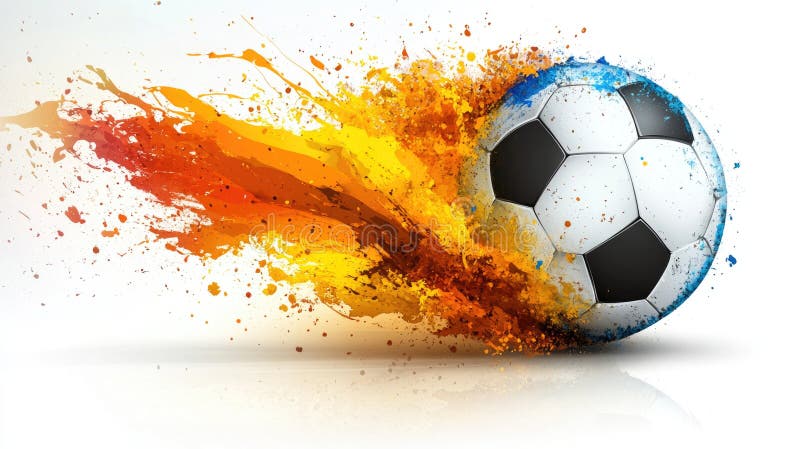 Dynamic Soccer Ball with Vibrant Paint Splatter Illustration Stock ...