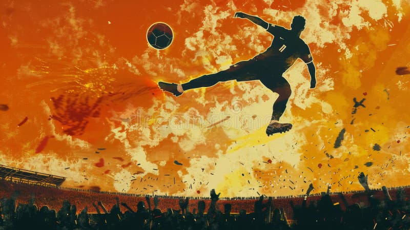 Dynamic Soccer Player Action on Orange Background - Poster Design Stock ...