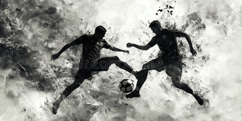 Dynamic Soccer Players Competing in an Intense Match with Dramatic ...