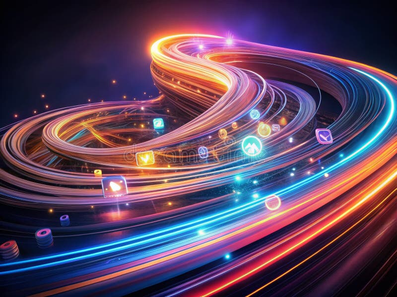 Dynamic Social Media Network Visualization a Long Exposure 3D Render of ...