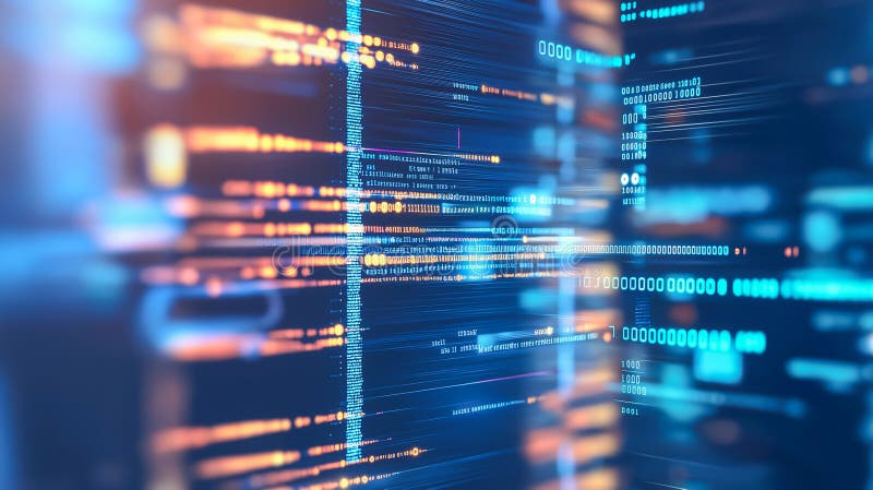 Dynamic Software Abstract Background Featuring Flowing Data Streams And Glowing Binary Code