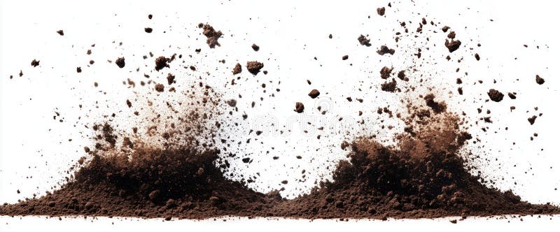 Dynamic Soil Explosion Isolated on White Background: a Detailed Image ...