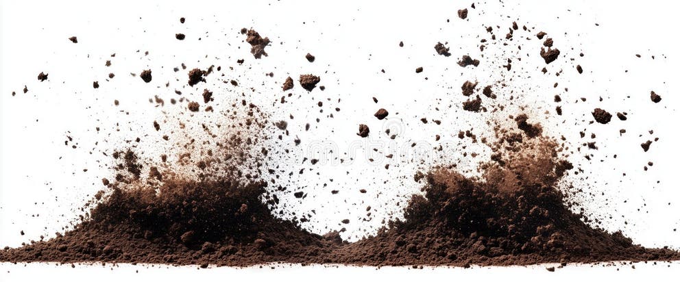Dynamic Soil Explosion Isolated on White Background: a Detailed Image ...