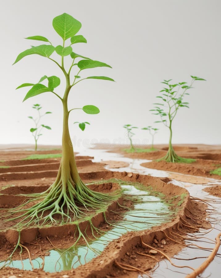 Dynamic Soil Layers with Root Systems and Nutrient Paths Stock Image ...