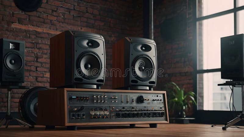 Dynamic Sound System with Loudspeakers in Studio Setting. Stock ...