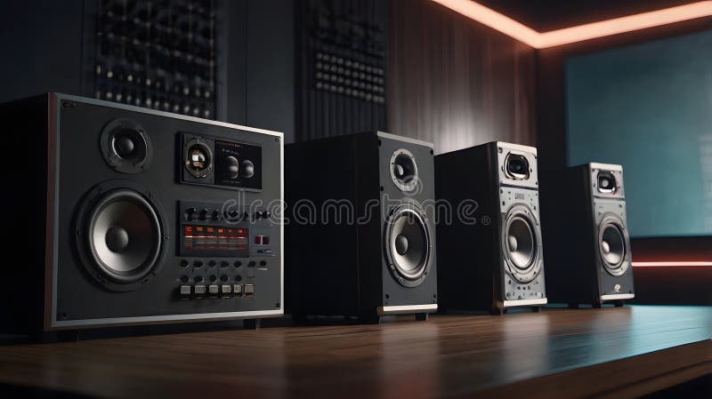 Dynamic Sound System with Loudspeakers in Studio Setting. Stock ...