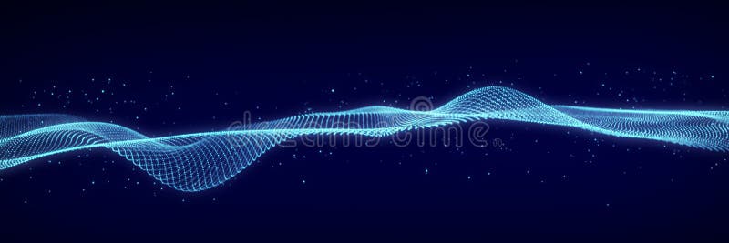 Dynamic Sound Wave. Musical Particle Pulsing. Blue Energy Flow Concept ...