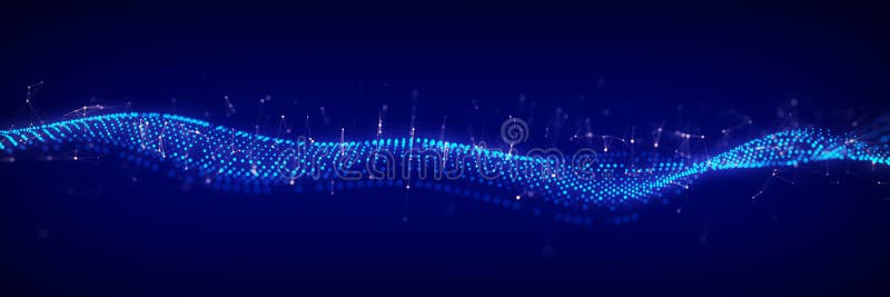 Dynamic Sound Wave. Musical Particle Pulsing. Blue Energy Flow Concept ...