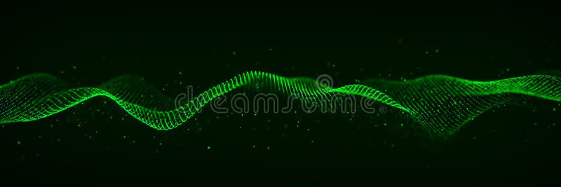 Dynamic Green Particle Wave. Futuristic Point Glowing Wave. Flow ...