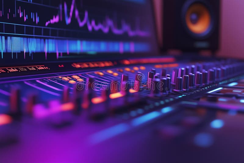 Dynamic Soundwave Visualization Captured in a Vibrant Audio Mixing ...