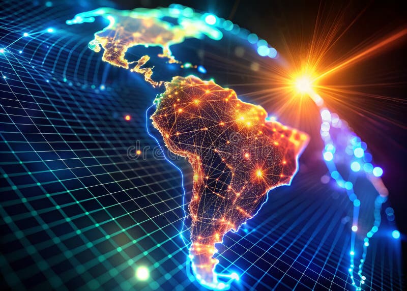 Dynamic South American Pin Art Map Interactive 3D Render with Animated HUD for Product ...