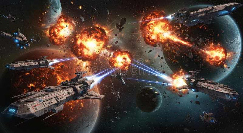 Space Battle on Alien Planet, Generative Ai Illustration, Sketch Style ...